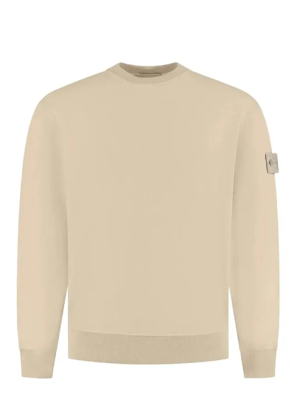 Stone Island Logo Patch Crewneck Sweater - Beige