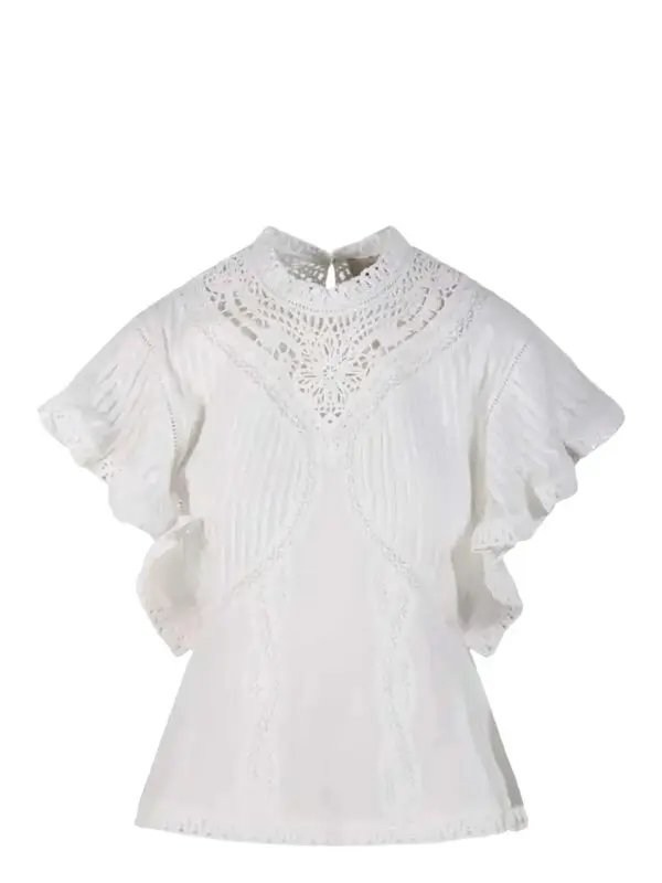 Farm Rio Cotton Lace Detail Shirt - White