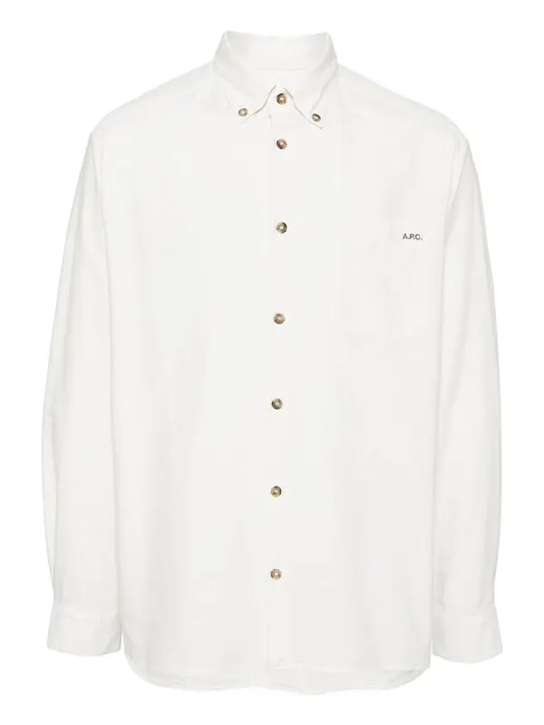 A.p.c. Button-down Shirt, 100% Cotton - Bianco
