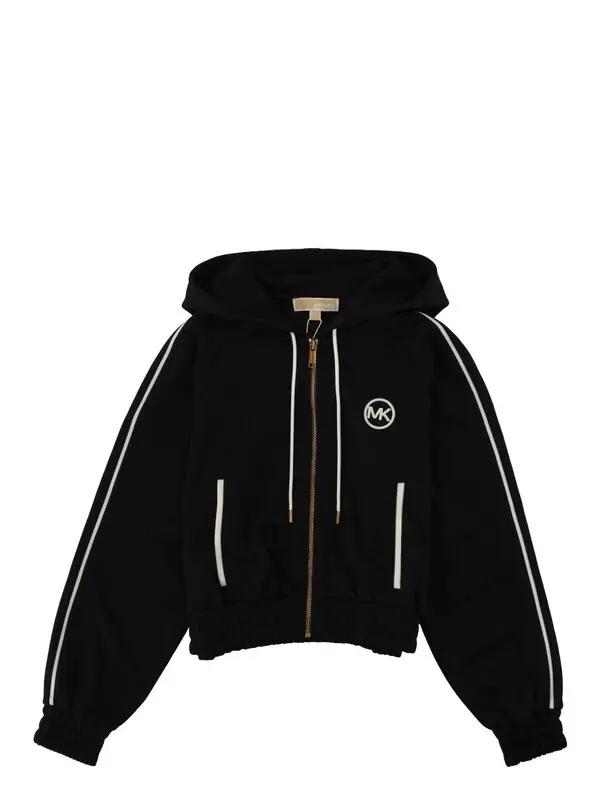Michael Kors Zip-up Hooded Jacket With Contrast Piping - Black