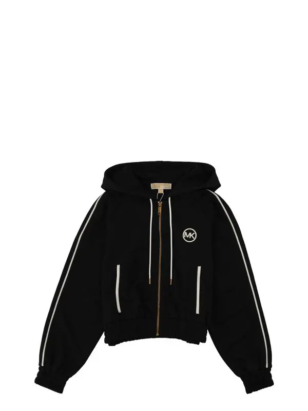 Michael Kors Cropped Zip-up Hoodie Jacket - Black