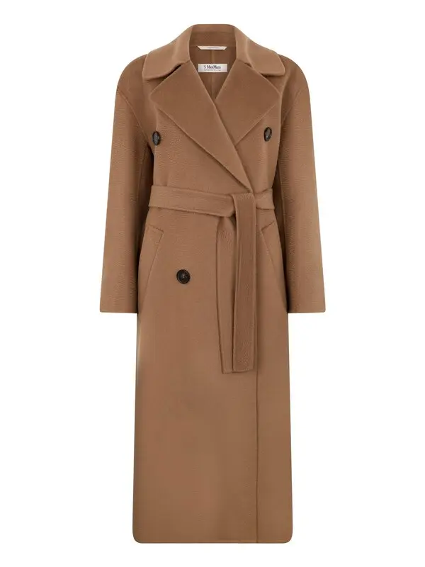 Max Mara Tailored Double Breasted Belted Jacket In Wool-cashmere - Camel