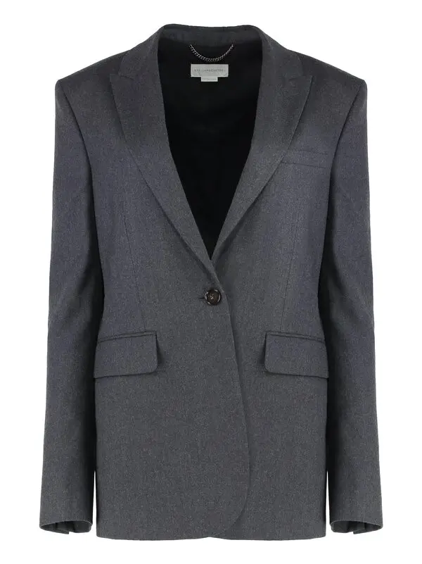 Stella McCartney Single-breasted One-button Wool Jacket With Lapel Collar - Grey