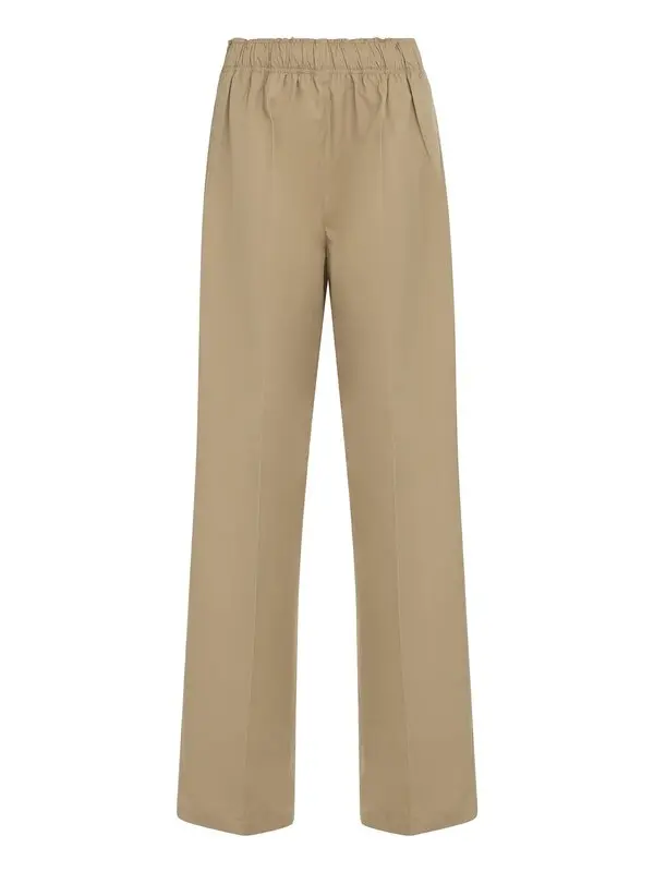 Prada Leather-trimmed Cotton Trousers - Beige