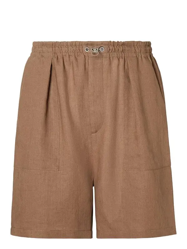 Fendi Solid Linen Bermuda Shorts - Gianduia