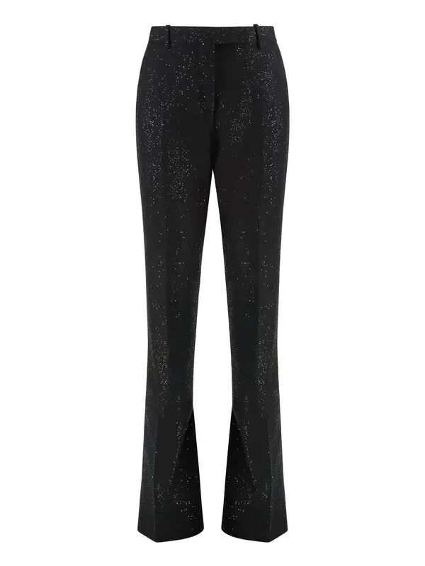 TOM FORD Sequined Wool-blend Crepe Tailored Straight-leg Trousers - Black
