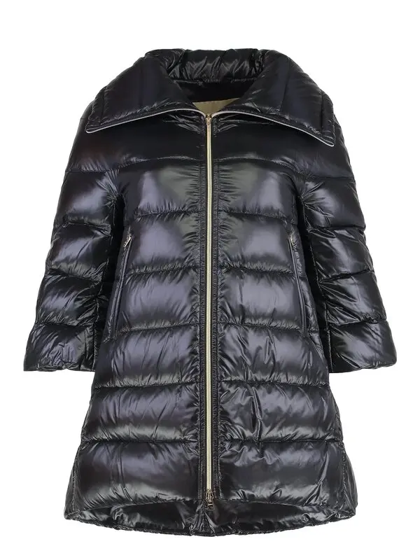Herno Shiny Polyamide Down Jacket With Dual-slider Zip - Black