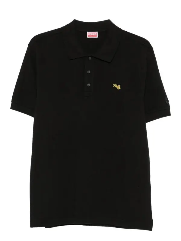 Kenzo Tiger-patch Polo Shirt - Black