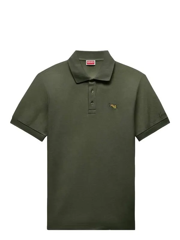 Kenzo Tiger-patch Polo Shirt - Darkkhaki