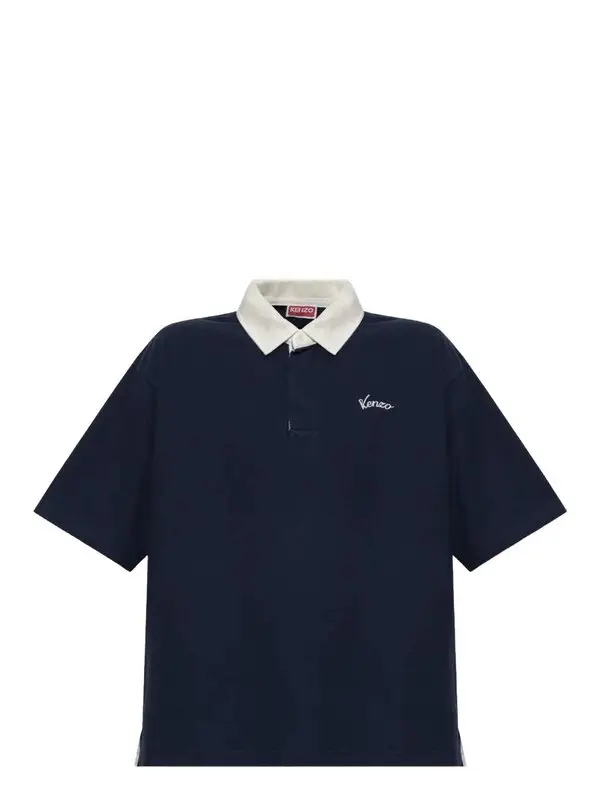 Kenzo Organic Cotton Varsity Relax Polo - Blueblack