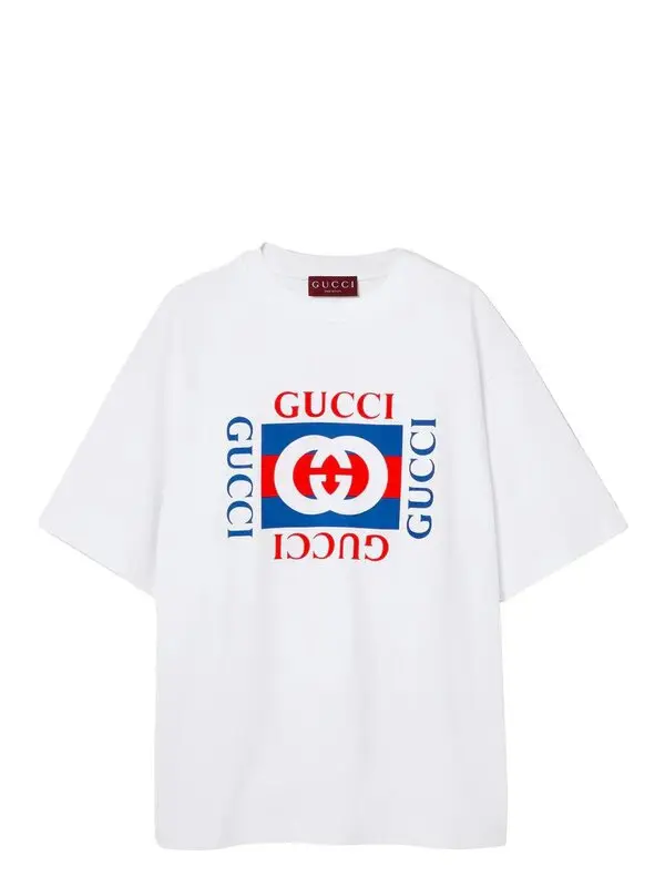 Gucci Interlocking G Print Crewneck Dropped-shoulder T-shirt - Bianco
