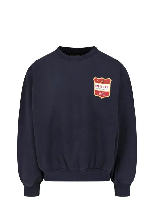 Rhude 100% Cotton Crewneck Sweatshirt With Logo Detail - Black