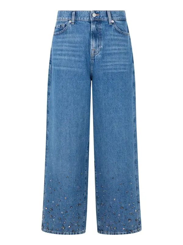 7 For All Mankind Tailorless Slouchy Fit Rhinestone-trim Jeans - Denim