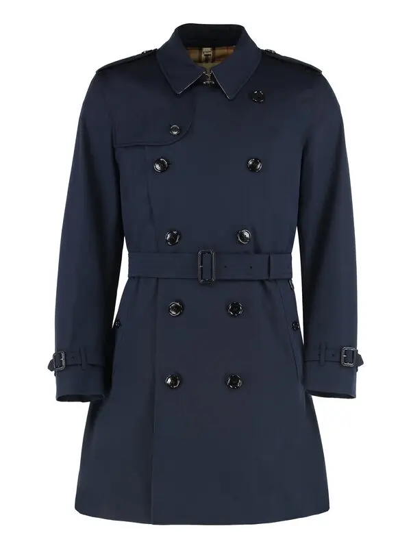 Burberry Double-breasted Cotton Trench Jacket - Blue
