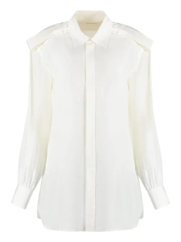 Burberry Silk Shirt With Shoulder Detailing - White