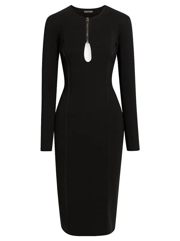 TOM FORD Cutout Stretch-knit Midi Dress - Black