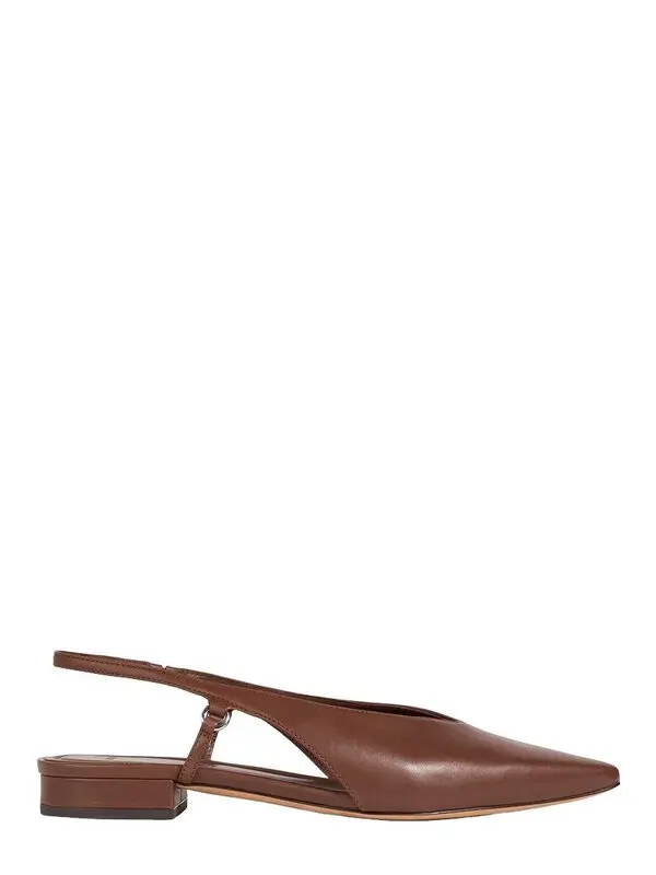 Vince Leather Pointed Toe Slingback Flats - Brown