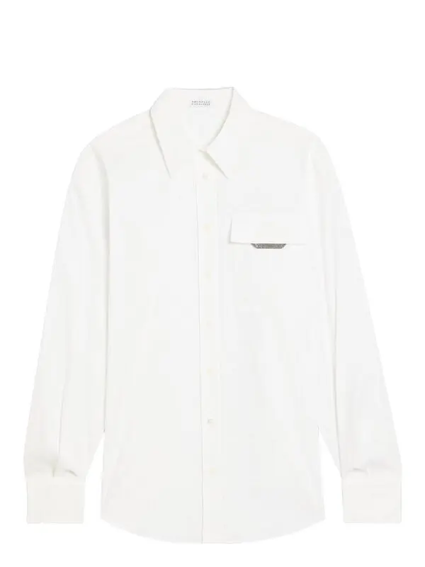 Brunello Cucinelli Embellished Cotton-blend Poplin Shirt - White