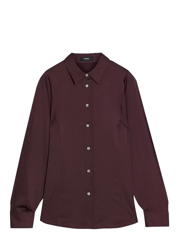 Theory Satin Crepe Button-up Shirt - Merlot