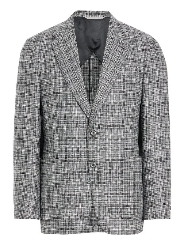 Canali Cupro Tweed Blazer With Notched Lapel And Vented Back - Gray
