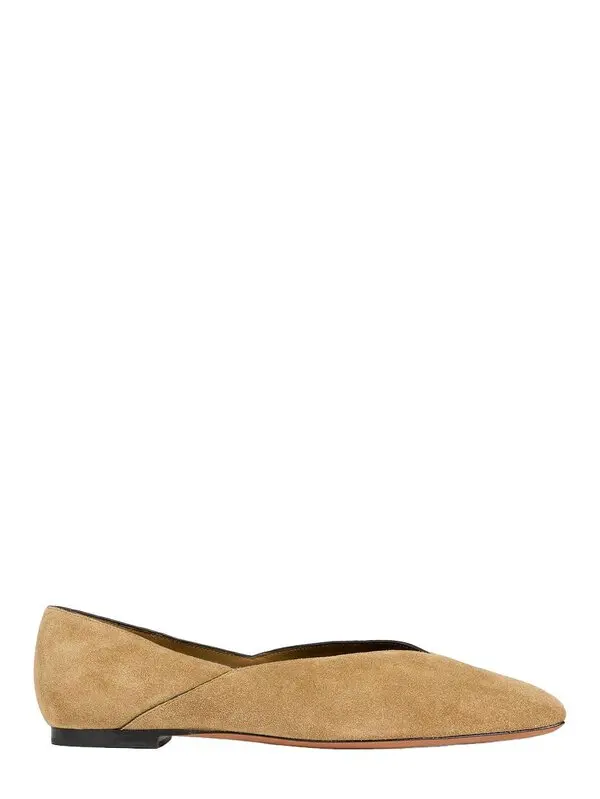 Vince Carmen Suede Square Toe Flats - Mustard