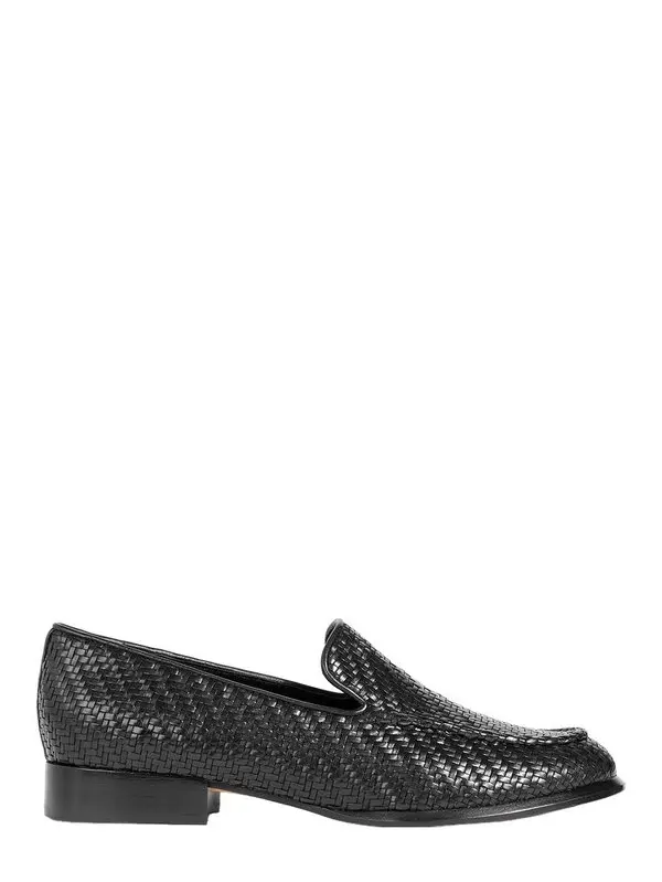 Vince Naomi Woven Leather Loafers - Black