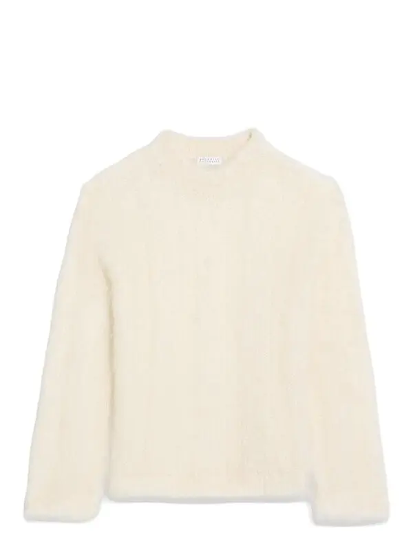 Brunello Cucinelli Brushed Mohair And Silk-blend Mock Neck Sweater - Ivory