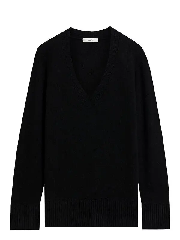 Vince Cashmere V-neck Sweater - Black
