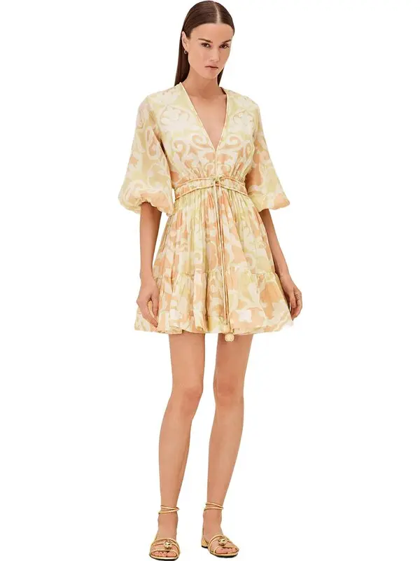 Alexis Capri Dress With Vine Motif - Melon Vine