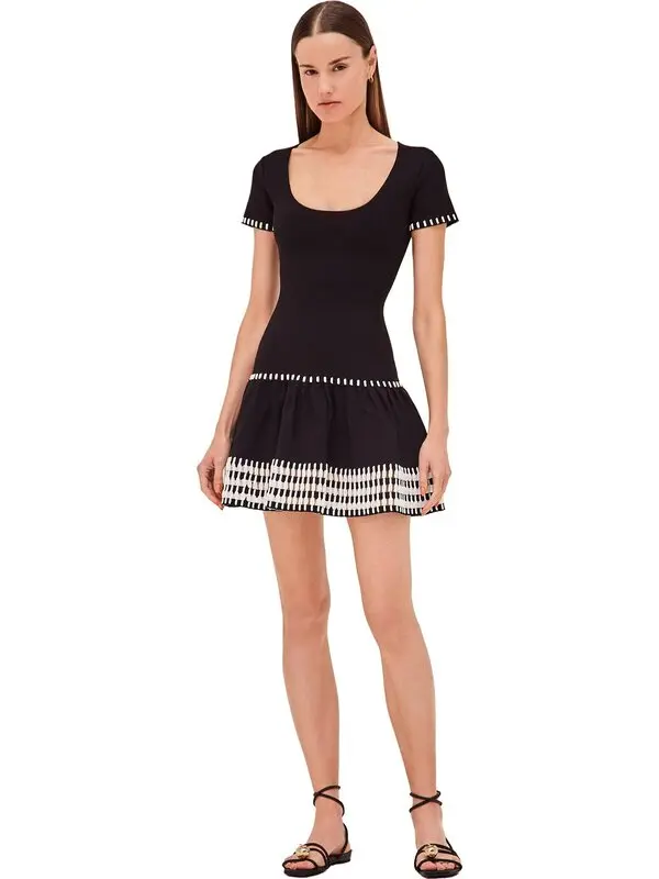 Alexis Lorie Dress With Peplum And Flared Skirt - Black