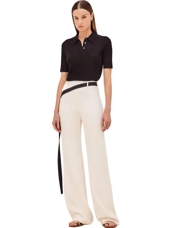 Alexis Roks Pants Wide Leg Tailored Trousers With Side Stripe Detail - Ivory