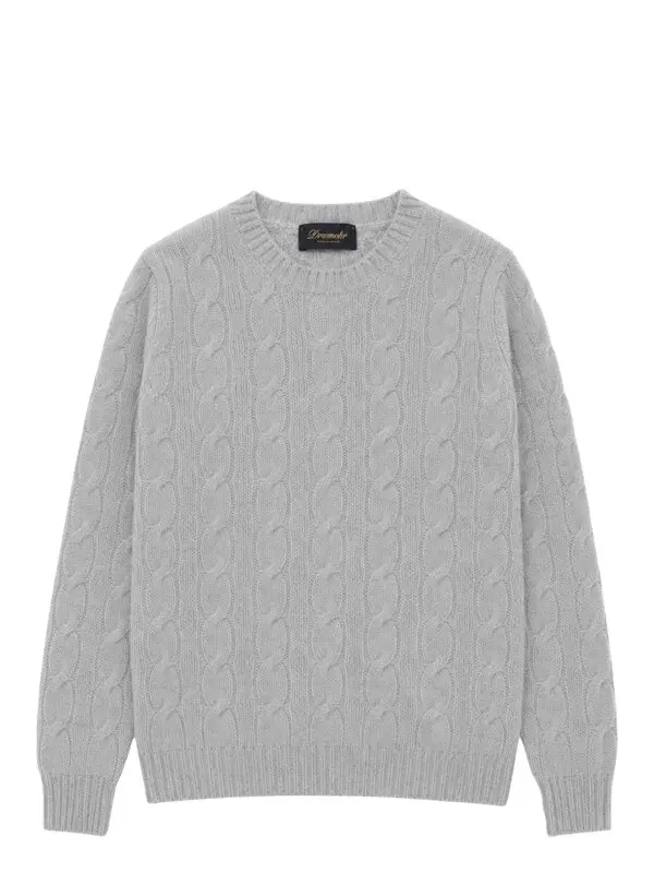 DRUMOHR Crew Neck Cable Knit Wool Sweater - Grey