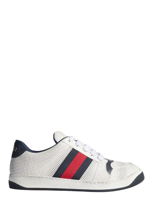 Gucci Screener Sneakers With Red And Blue Stripes - White