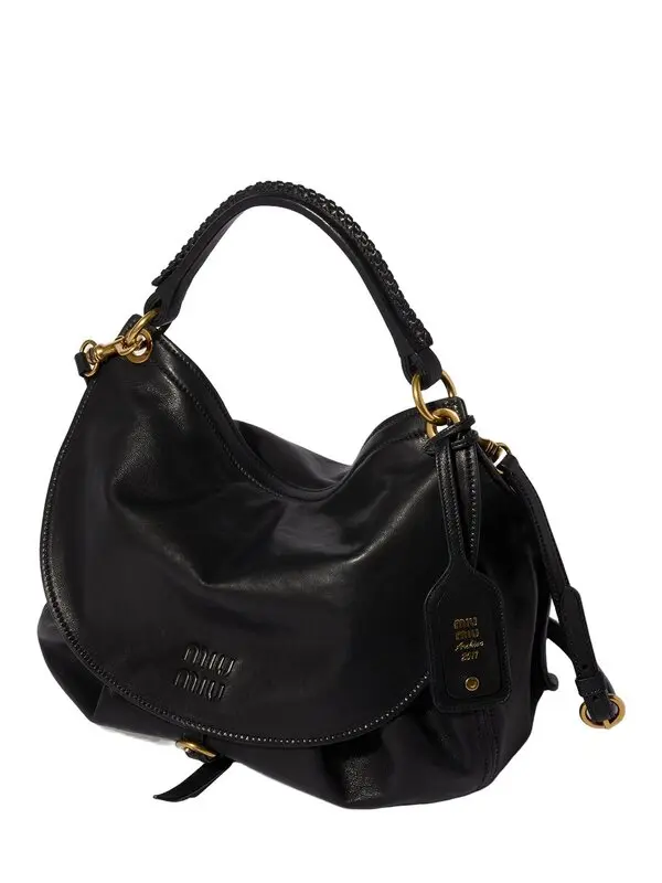 Miu Miu Rendez-vous Leather Hobo Bag - Black