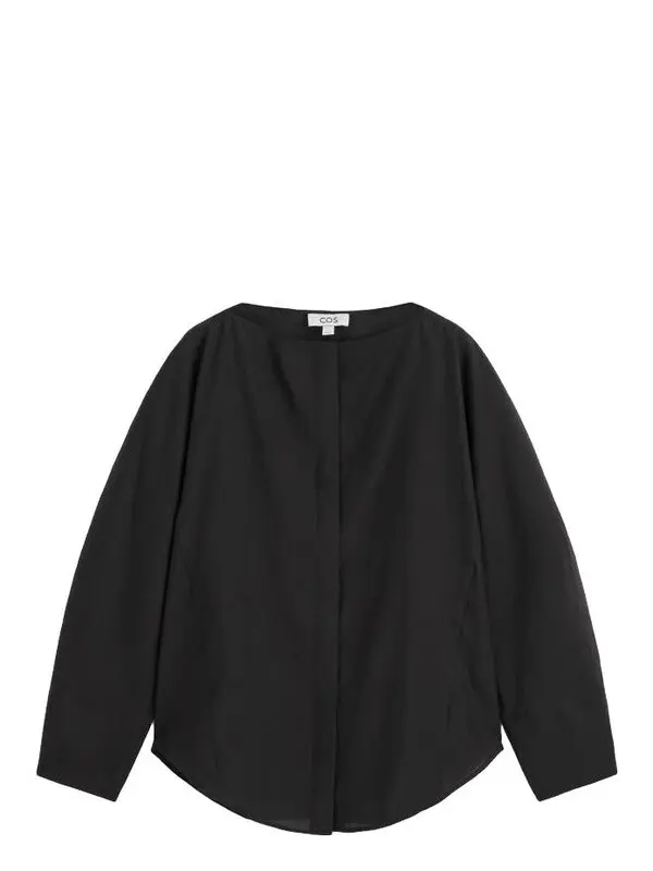 Cos Sculpted Boat-neck Blouse - Black