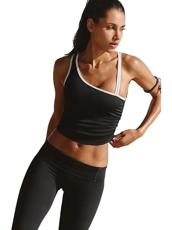 Free People Asymmetrical Strappy Crop Tank - Black