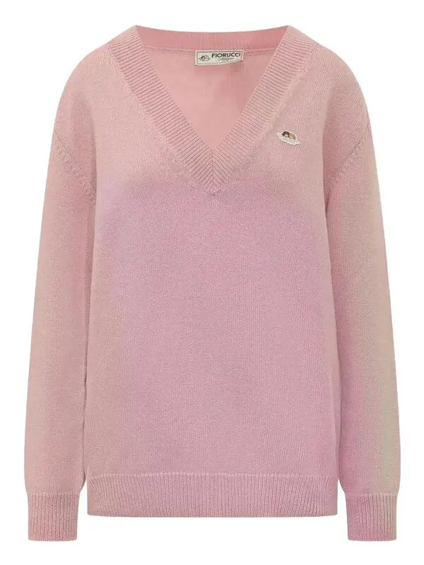 Fiorucci Angels Patch V-neck Sweater - Pink