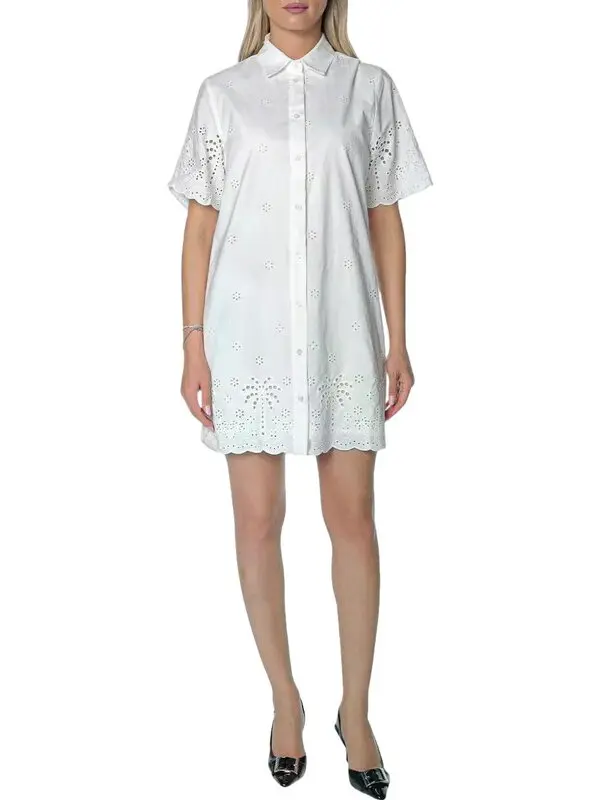 MC2 SAINT BARTH Aurelia Embroidered Shirt Dress - White