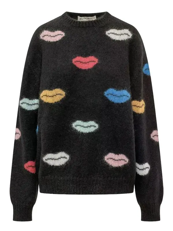 Fiorucci Mohair-blend Sweater With Lips Intarsia - Black