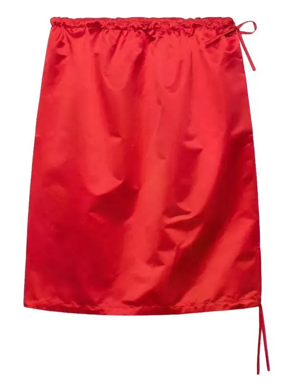 Prada Satin Skirt With Drawstring Waist - Red