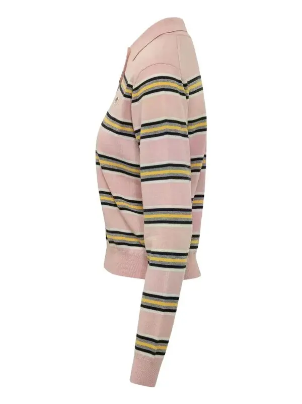 Fiorucci Angels Patch Striped Polo Sweater - Pink