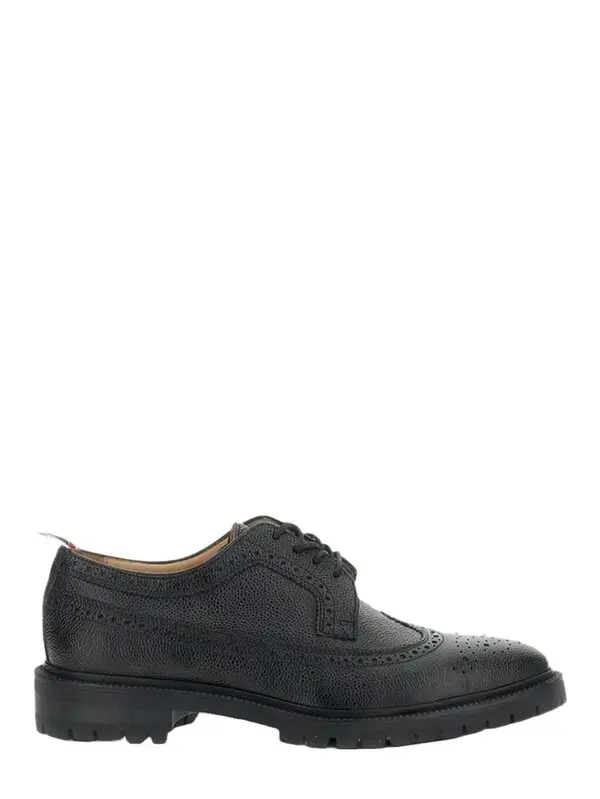 Thom Browne Longwing Brogue Pebbled Leather Lace-up Shoes - Black