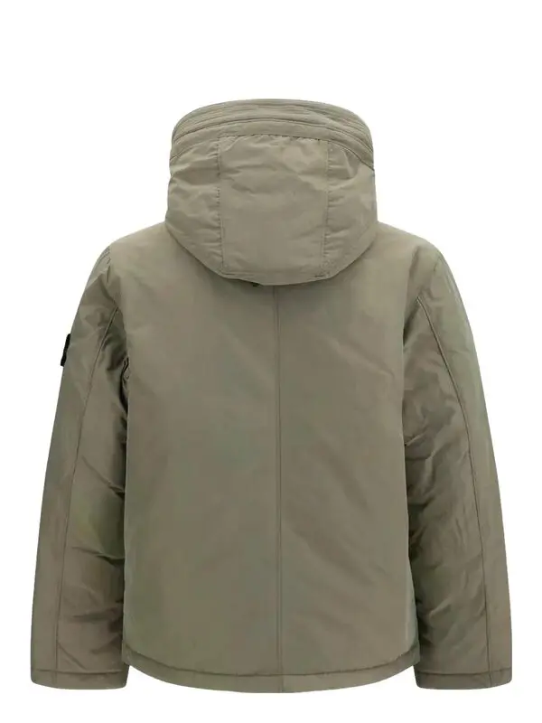 Stone Island Hooded Jacket With Logo Patch - Green