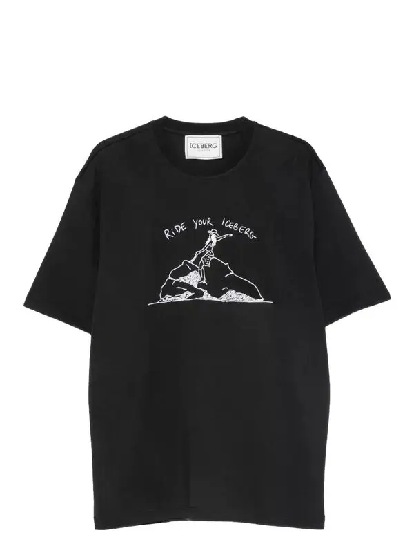 Iceberg Short-sleeve Embroidered T-shirt - Black