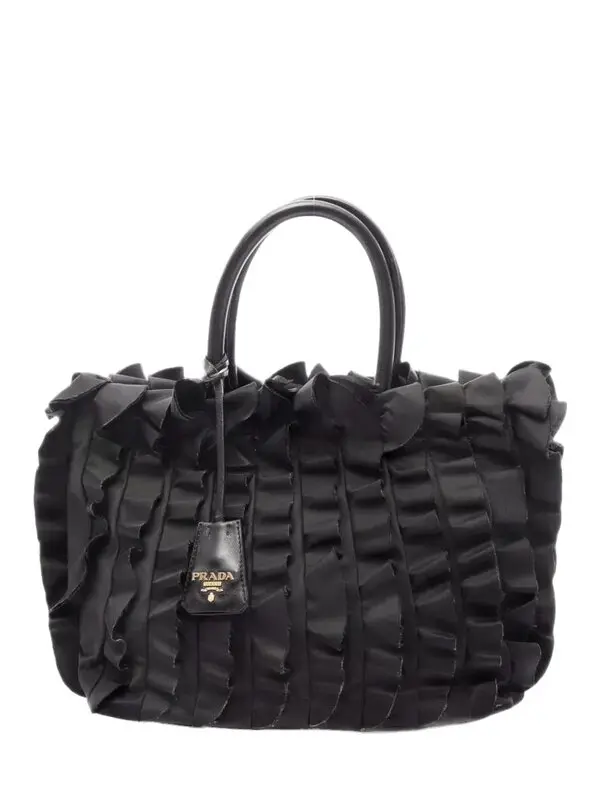 Prada 2000s Frill Tote Bag - Black