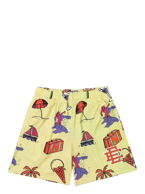 ERIC EMANUEL Mesh Shorts With Graphic Print - Yellow