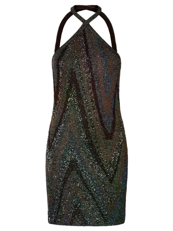 Missoni Zigzag Knit Halter Neck Dress - Brown