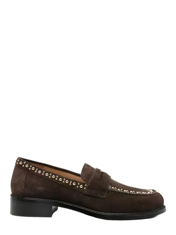 Furla Embellished Suede Loafers - Brown