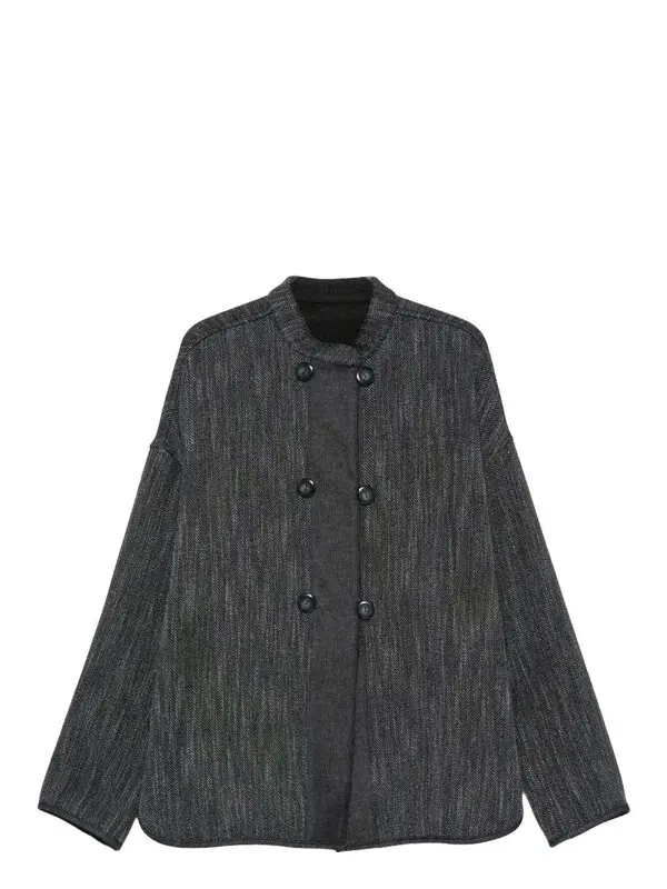 Emporio Armani Double-breasted Herringbone Jacket - Blue