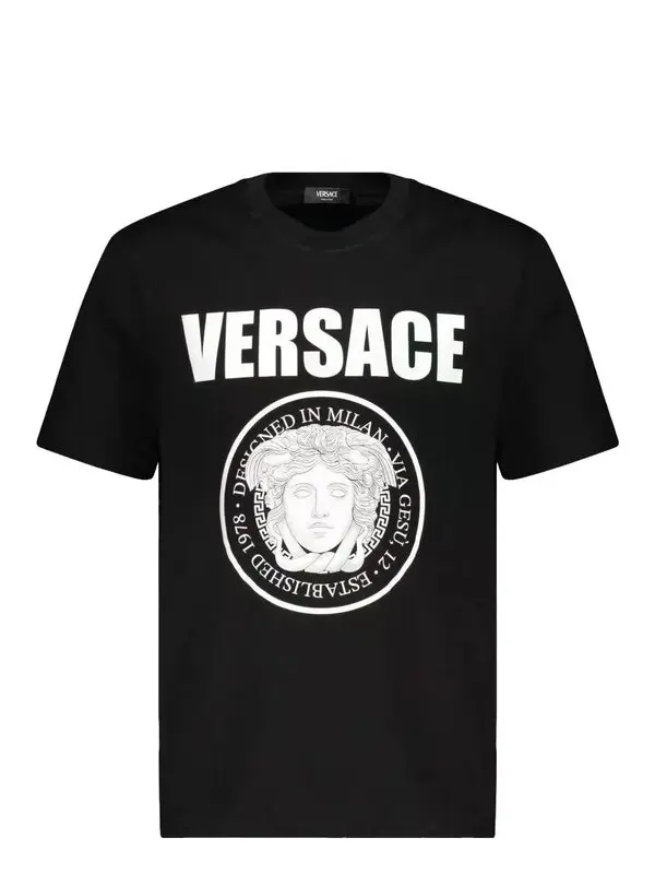 Versace Medusa-print Logo-print T-shirt - Black